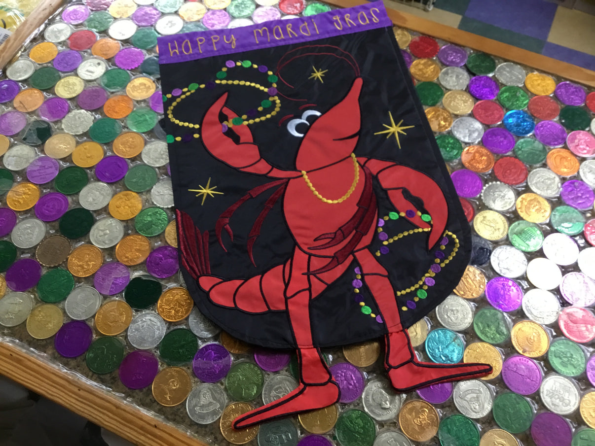 CRAZY LEG CRAWFISH GARDEN FLAG. – Cajun Mardi Gras